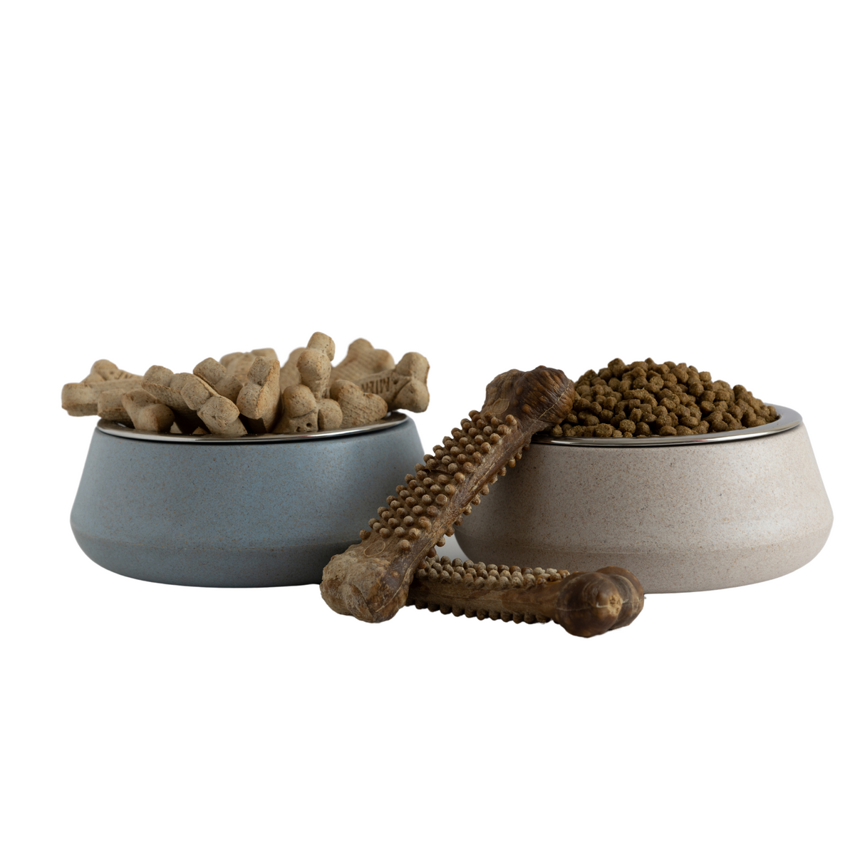 Loopy Products Medium 32 Oz/ 4 Cup Bamboo Spot Pet Bowl Color Blue Ski